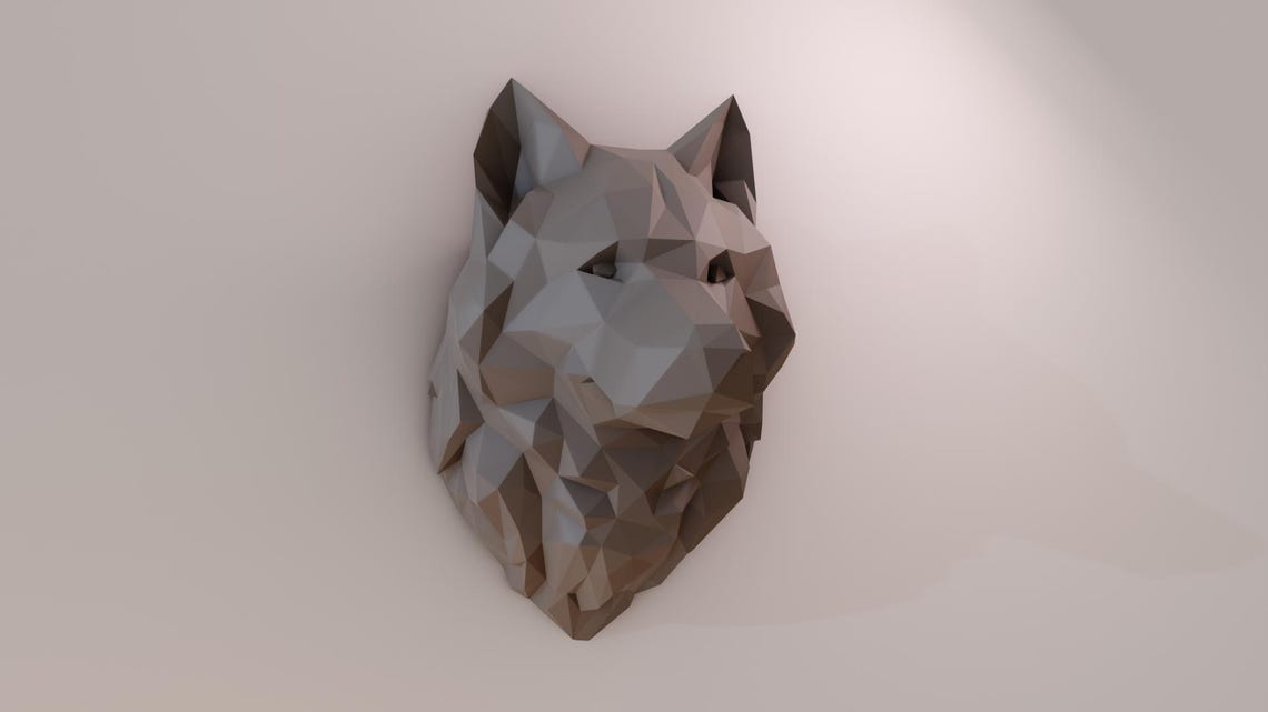 Wolf Head Low Poly, Wall Art, Decor, Wall Mount, Head Taxidermy, Bear ...