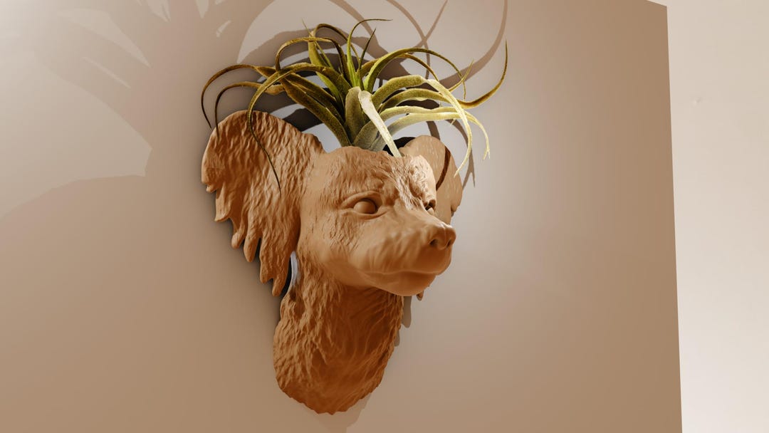 Papillon Dog Head Planter Pot Flower Vase Succulent Cactus Chihuahua ...