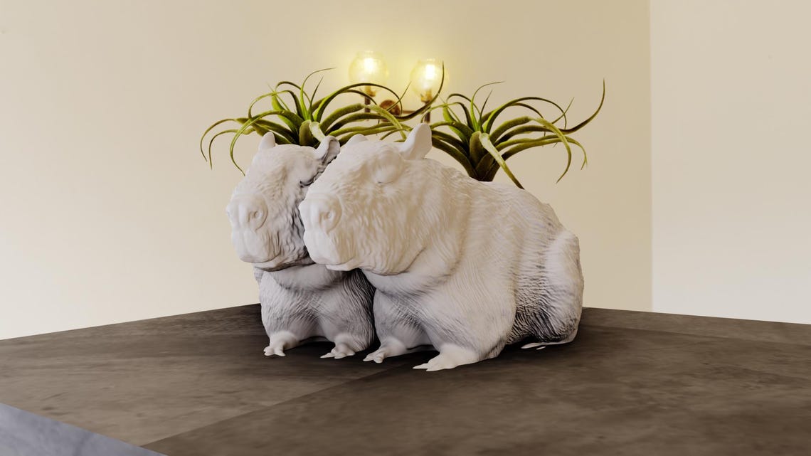 Capybara Cute Funny Planter Pot Decor, Flower Vase, Home, Art and ...