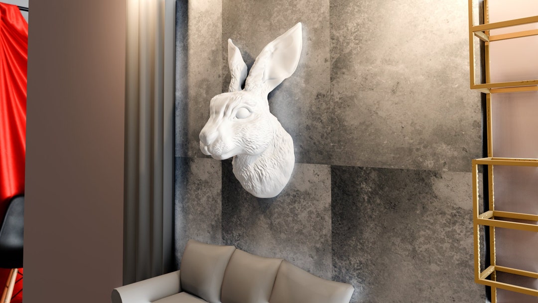 Wall Mounted Rabbit Head, Hare Wall Art - Etsy