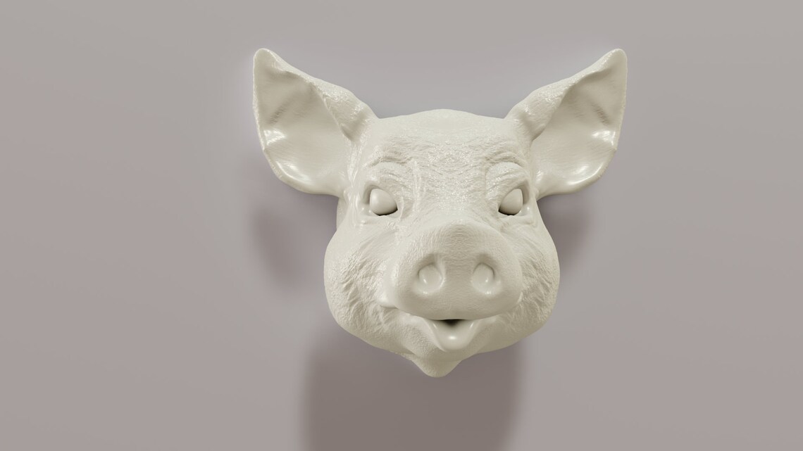 Pig Head Wall Mount, Piglet, Animal Wall Mount, Animal Head Statue ...