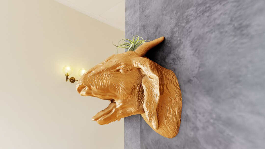 Indian Goat Head Bleating Wall Mount Planter Pot Flower Vase, Animal ...