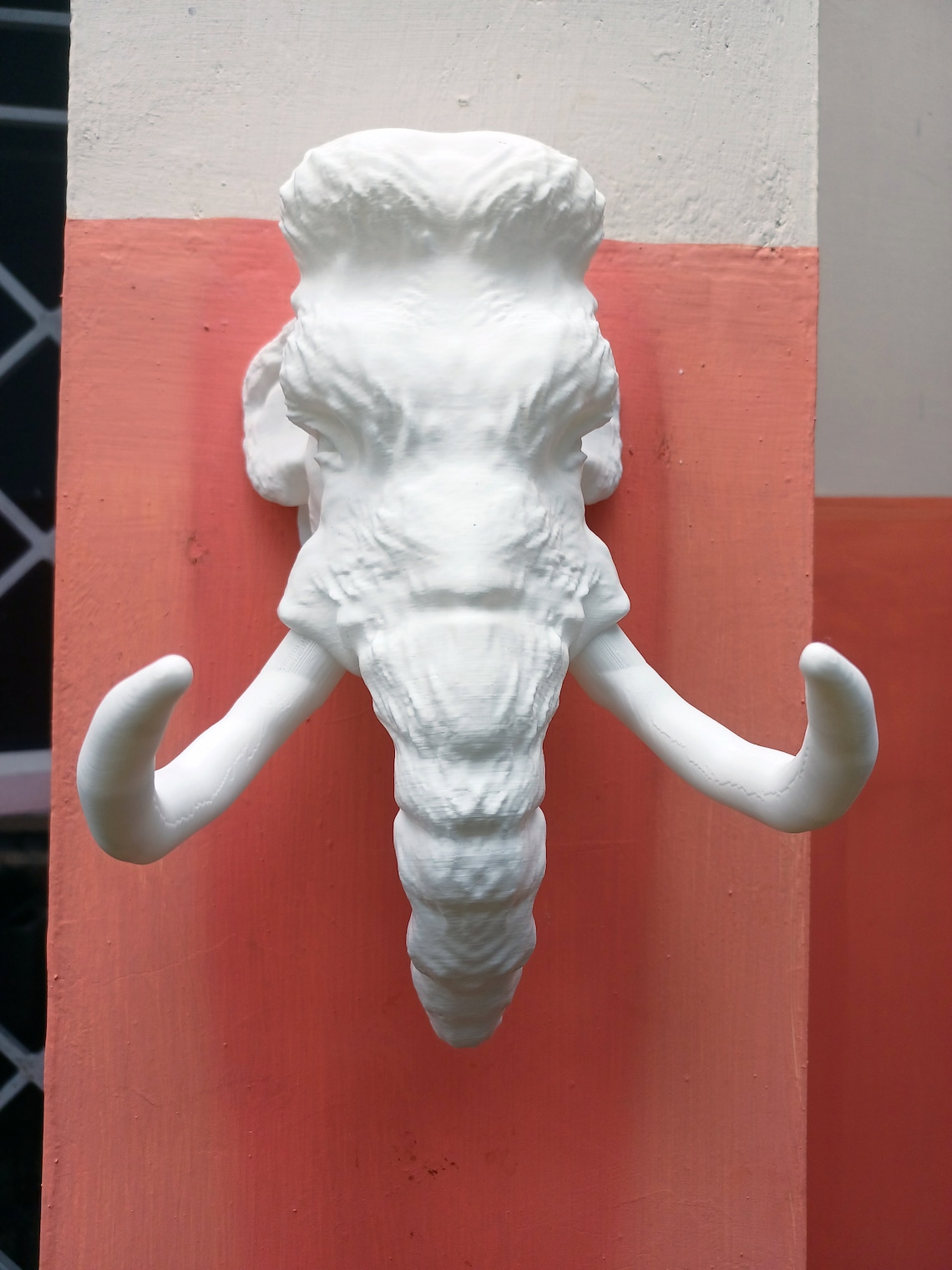 Mammoth Head Wall Mount Mammoth Art Animal Head White Faux - Etsy