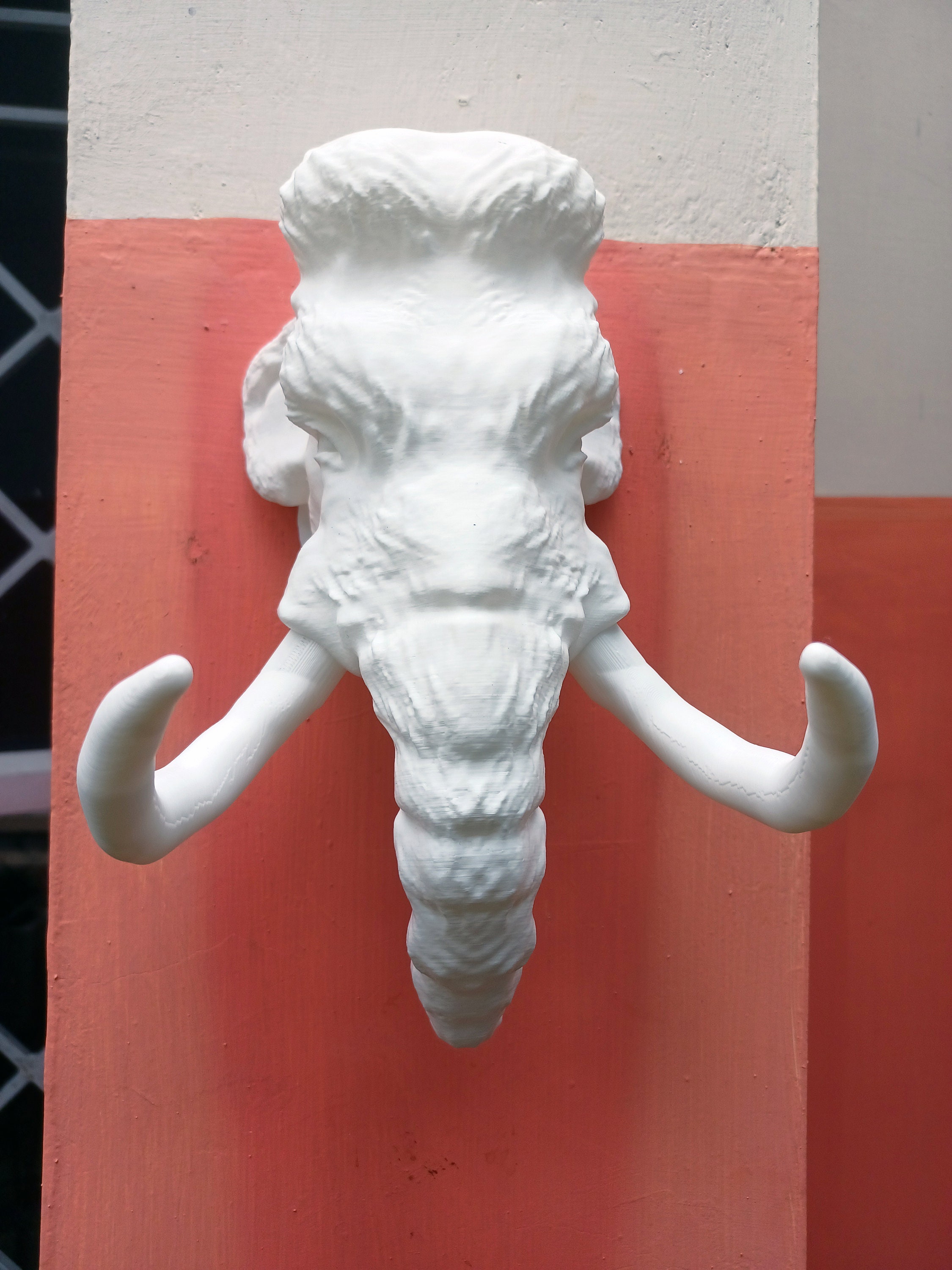 Mammoth Head Wall Mount, Mammoth Art, Animal Head, White Faux Taxidermy ...