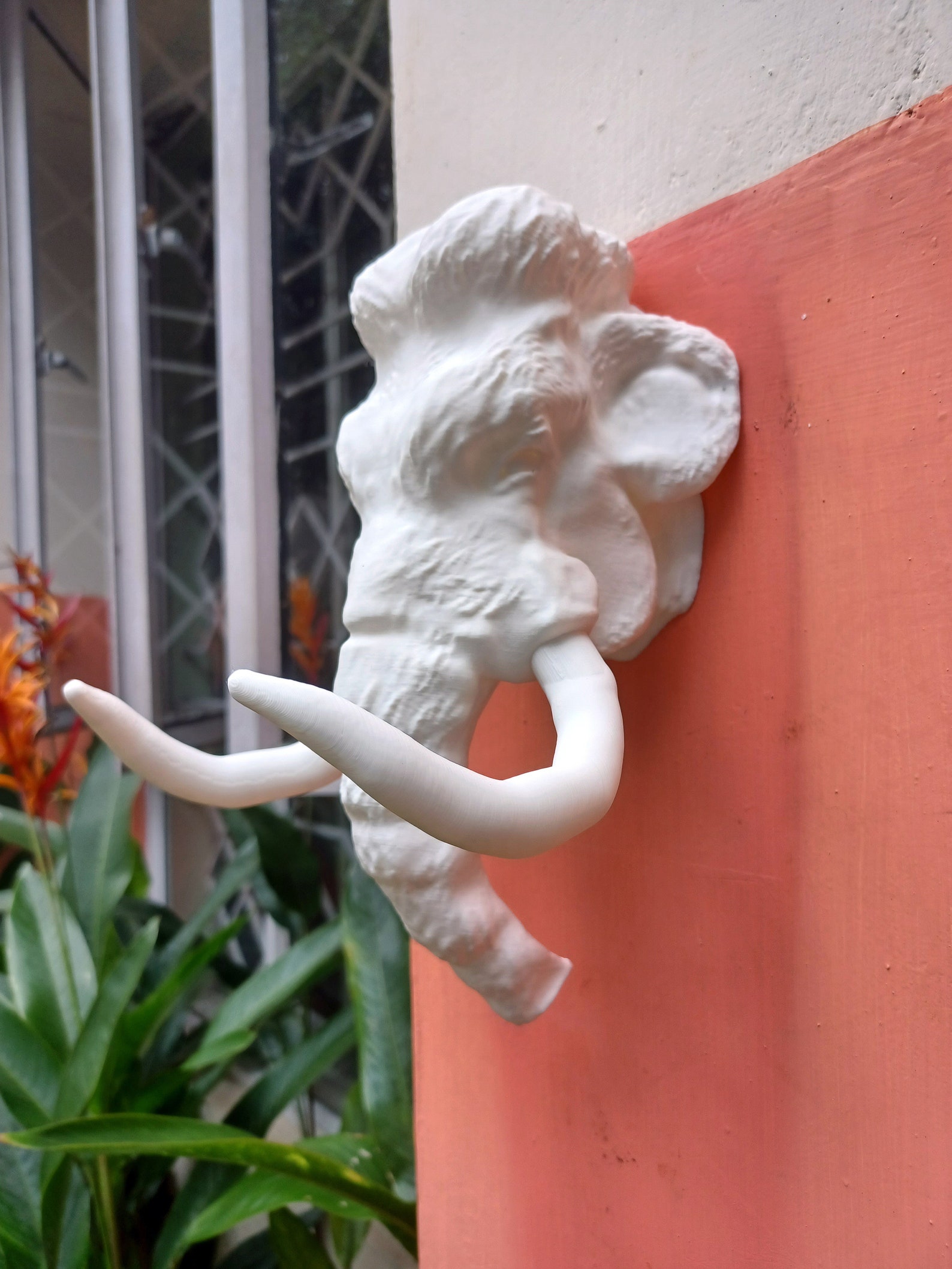 Mammoth Head Wall Mount Mammoth Art Animal Head White Faux - Etsy