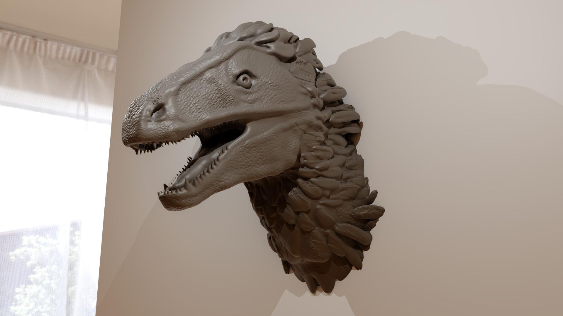 Velociraptor Dinosaur Head Wall Mount Roaring, Reptile Head, Taxidermy ...
