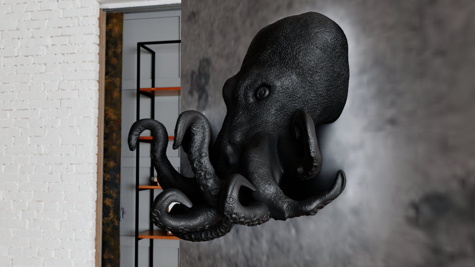 Octopus Head Wall Mount, Wall Art, Decor, Swimming Sea Creature, Head ...