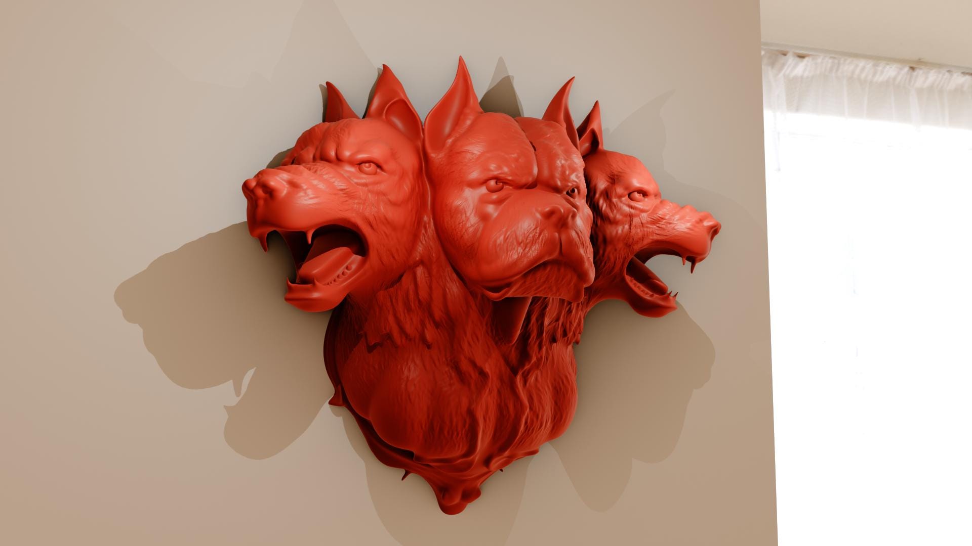 Cerberus Dog Head, Wall Art, Decor, Wall Mount, Head Taxidermy, Decor ...