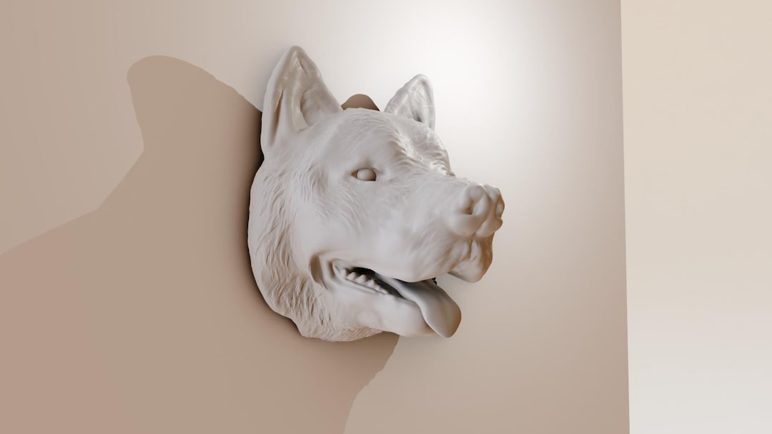 American Akita Head Wall Mount Smiling, Dog Head, Animal Wall Mount ...