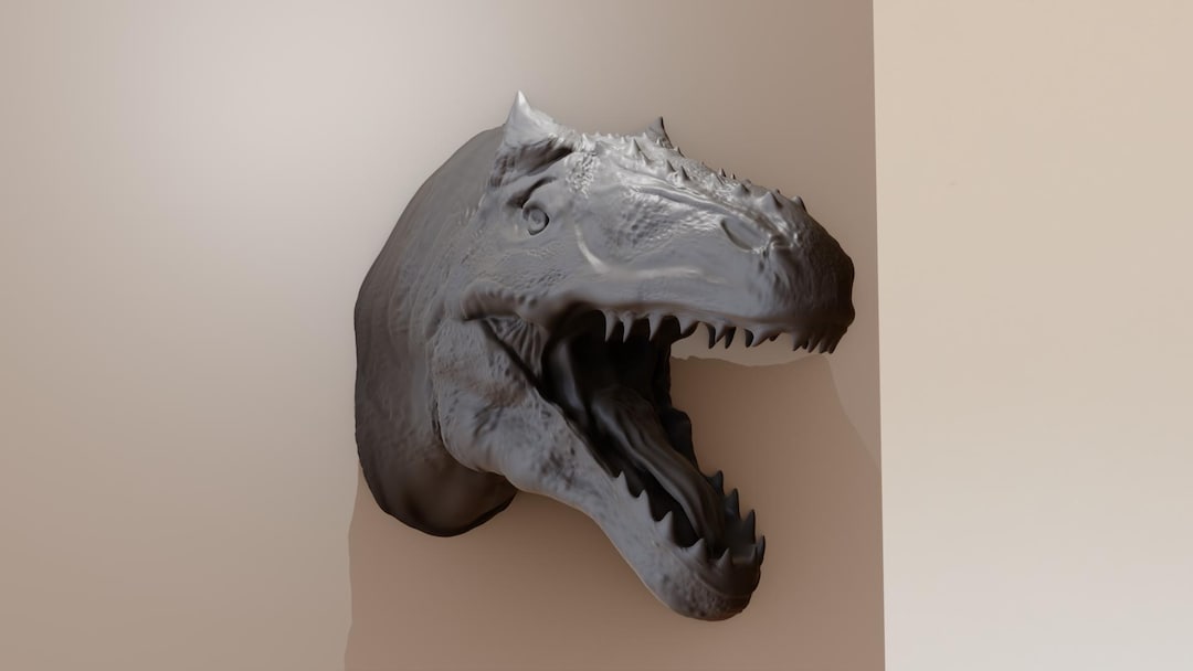 Allosaurus Dinosaur Roaring Head, Wall Art, Decor, Wall Mount, Head ...