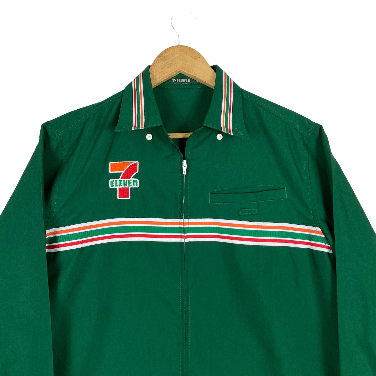PICK Vintage 80s 7 Eleven Shirt Zipper Workwear Collar Green Colour ...