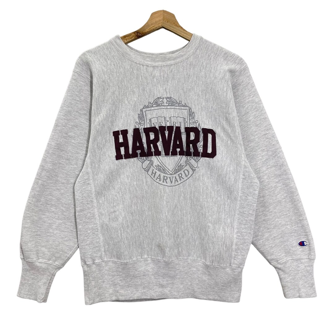 RARE Vintage 90s Champion Reverse Weave University of Harvard Crewneck Sweatshirt Harvard ...