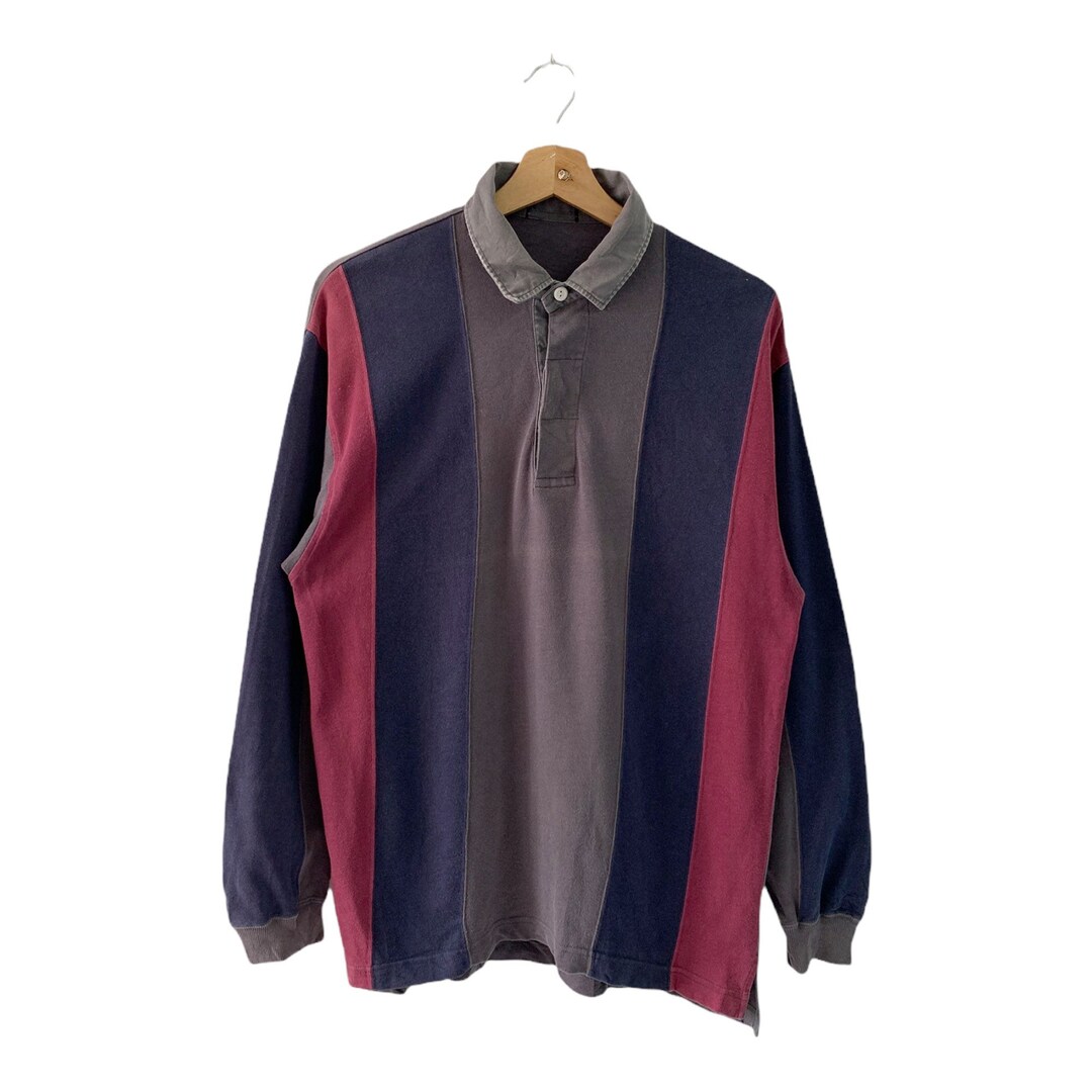 PICK!! Vintage 90s Rugby Polo Shirt Longsleeve Polo Rugby Stripe Polo ...