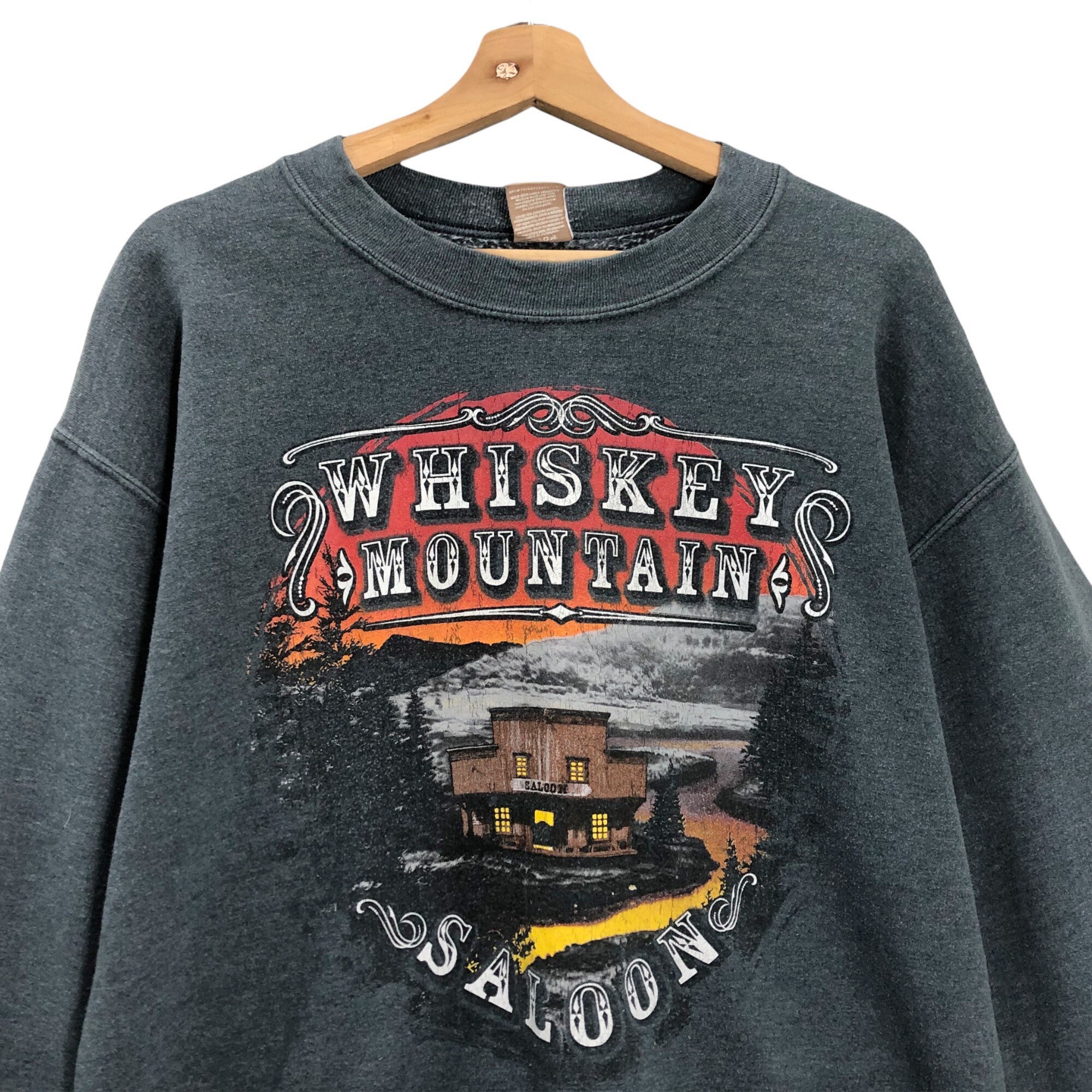 Pick Vintage Whiskey Mountain Saloon Crewneck Sweatshirt Whiskey ...