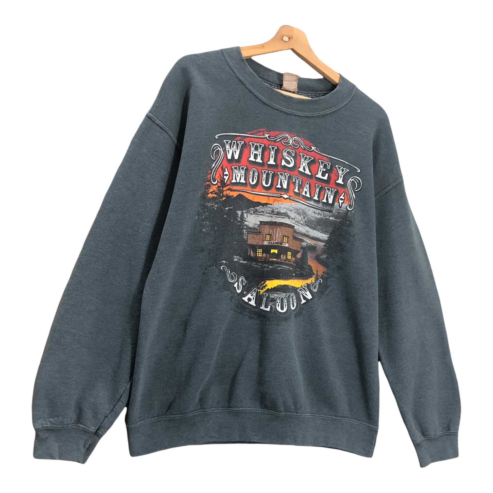 Pick Vintage Whiskey Mountain Saloon Crewneck Sweatshirt Whiskey ...
