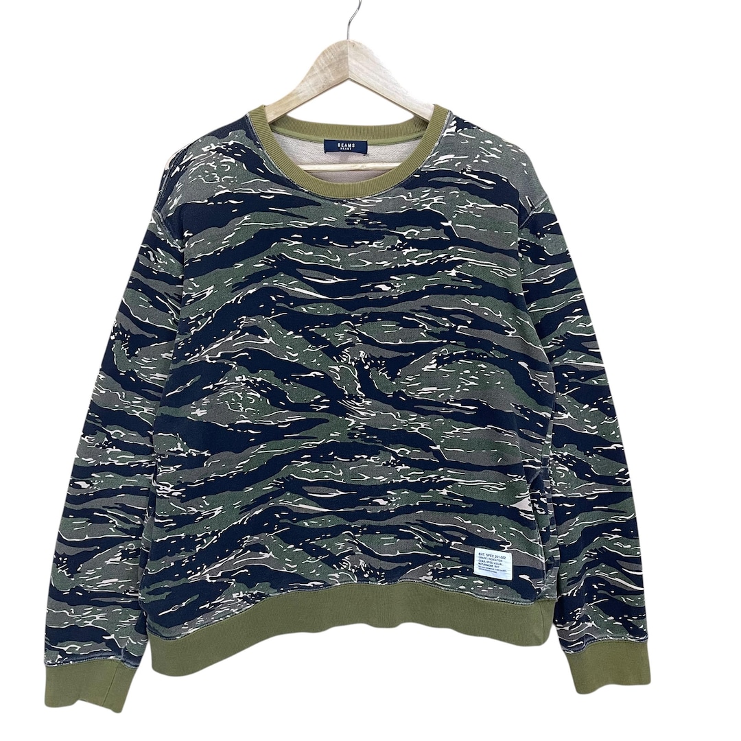 Pick!! Beams Hearts Tiger Stripe Design Crewneck Sweatshirt Beams Plus ...