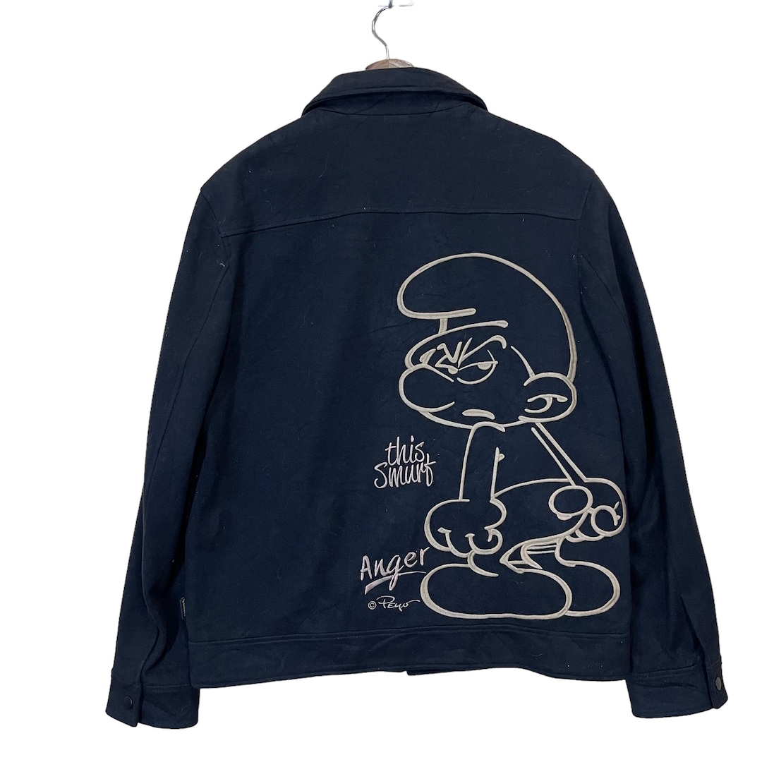 Pick!! Vintage the Smurf by Cabbeen Jacket the Smurf Big Logo Button ...