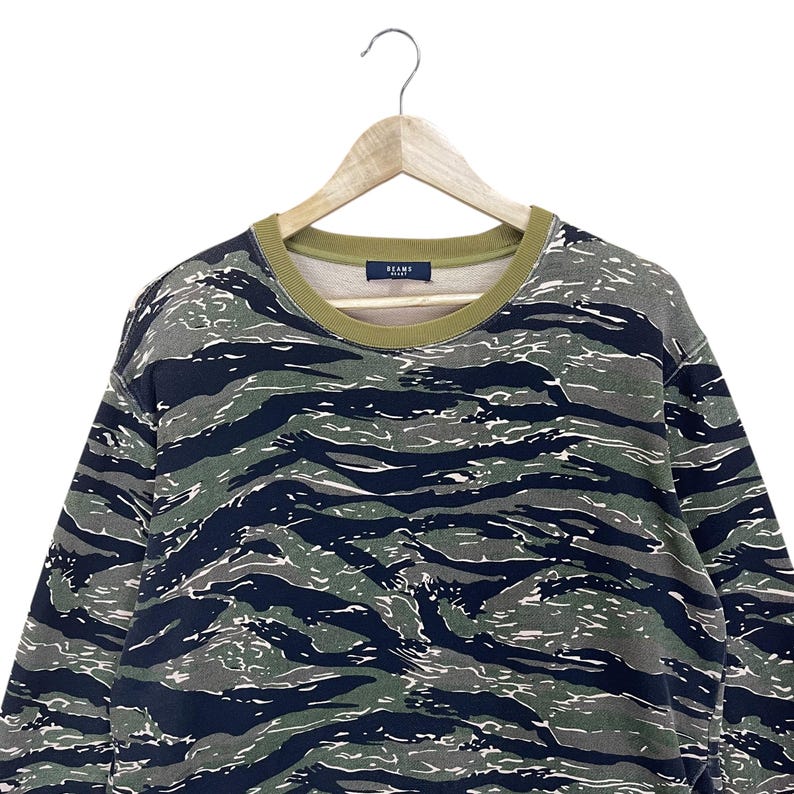 Pick!! Beams Hearts Tiger Stripe Design Crewneck Sweatshirt Beams Plus ...
