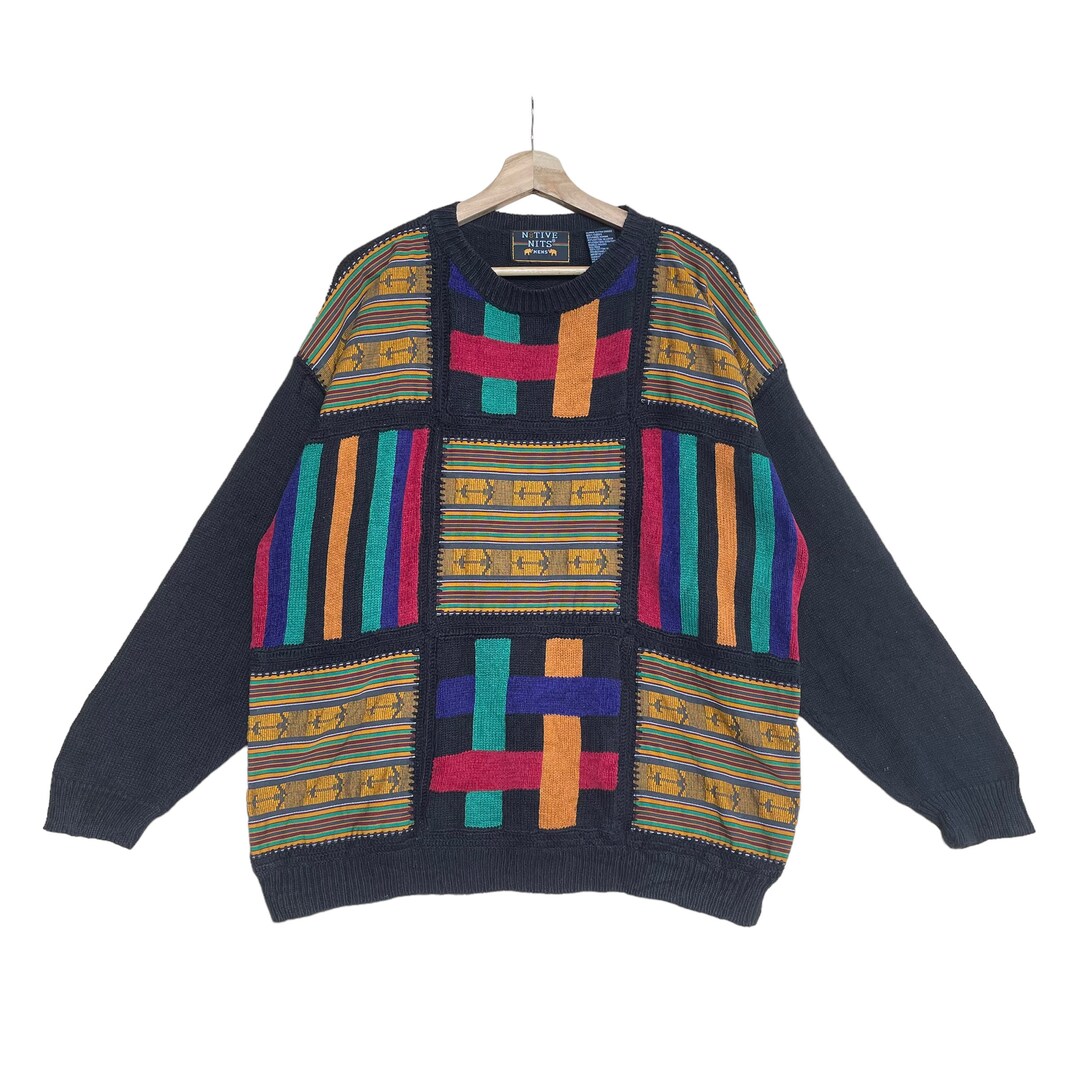 Pick Vintage 90s Native Nits Mens Knit Sweater Native Nits Mens Knit ...