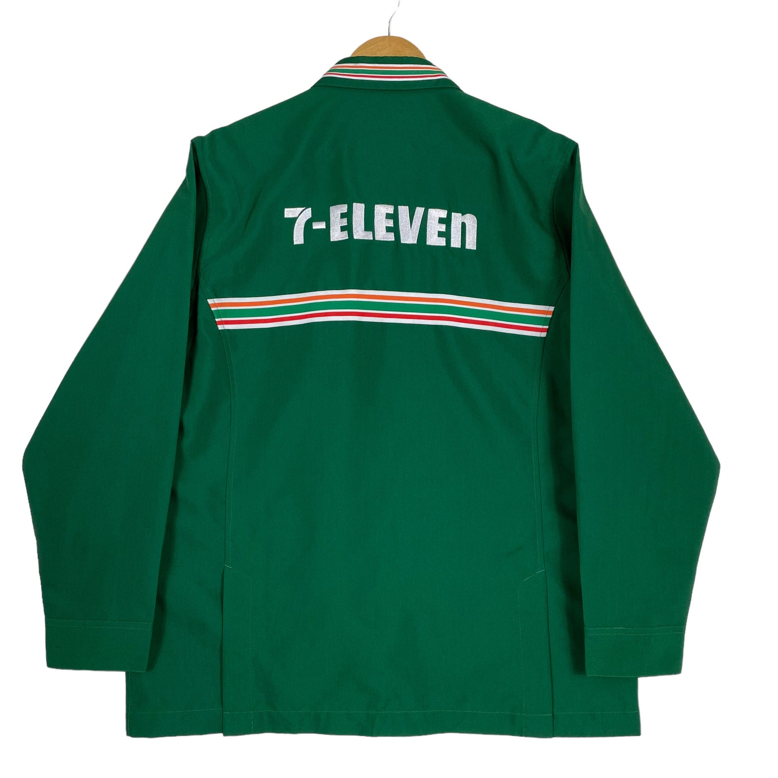 PICK Vintage 80s 7 Eleven Shirt Zipper Workwear Collar Green Colour ...