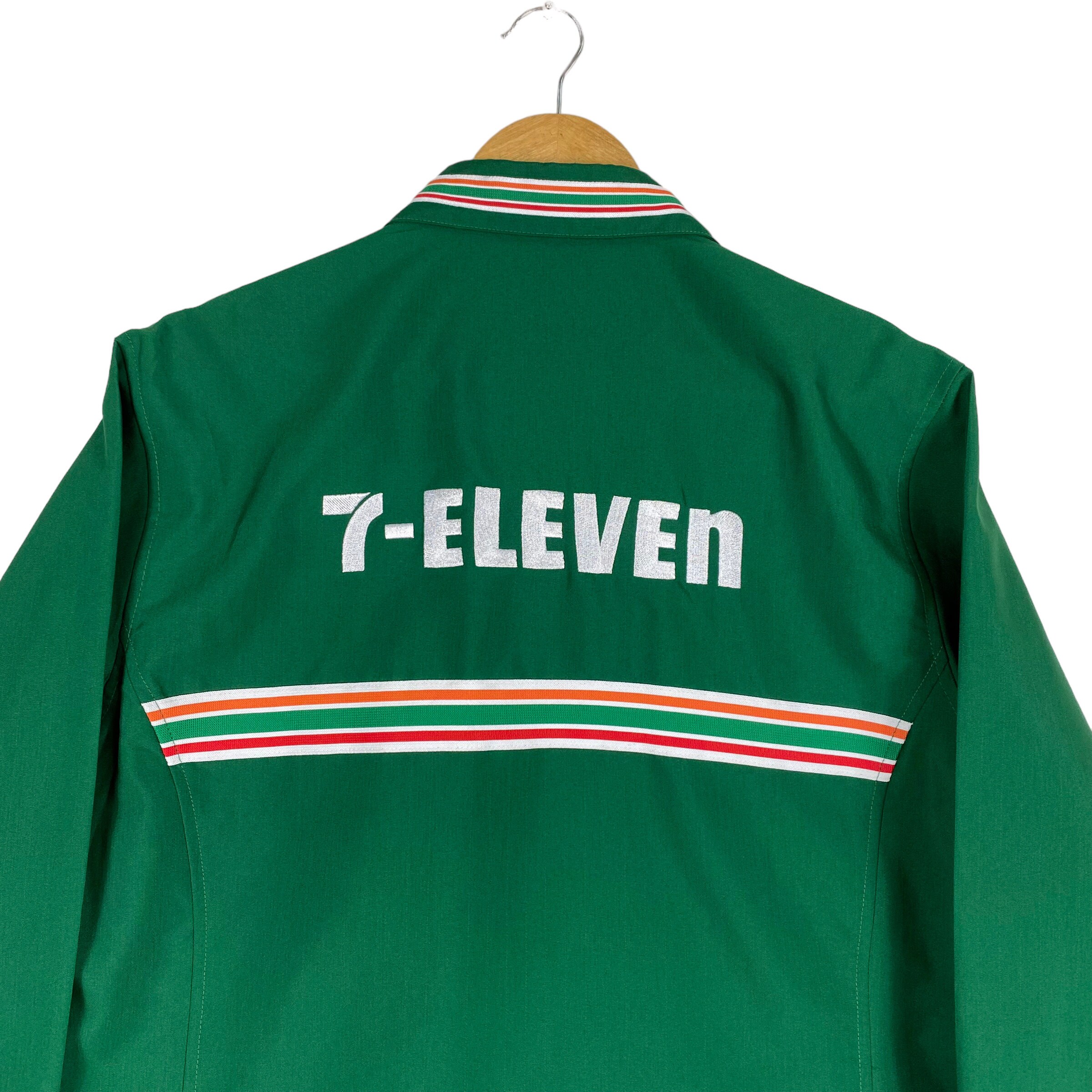 PICK Vintage 80s 7 Eleven Shirt Zipper Workwear Collar Green Colour ...