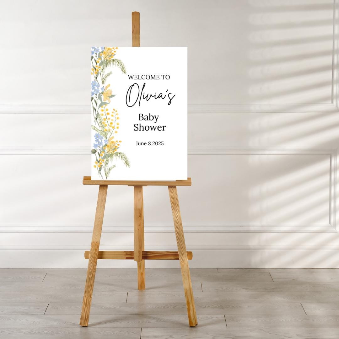Gender Neutral Baby Shower Welcome Sign Editable Canva Poster Blue ...