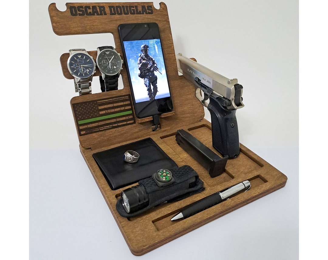 Wood Docking Station,thin Green Line,men Christmas,army Retirement ...