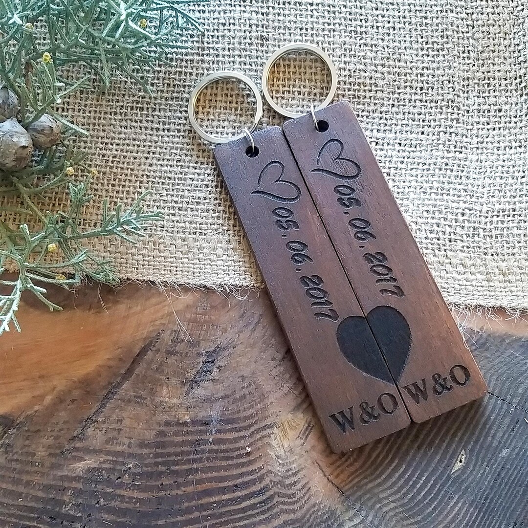 Couples Keychain Set, Engraved Couples Key Chain, Anniversary Gift for ...