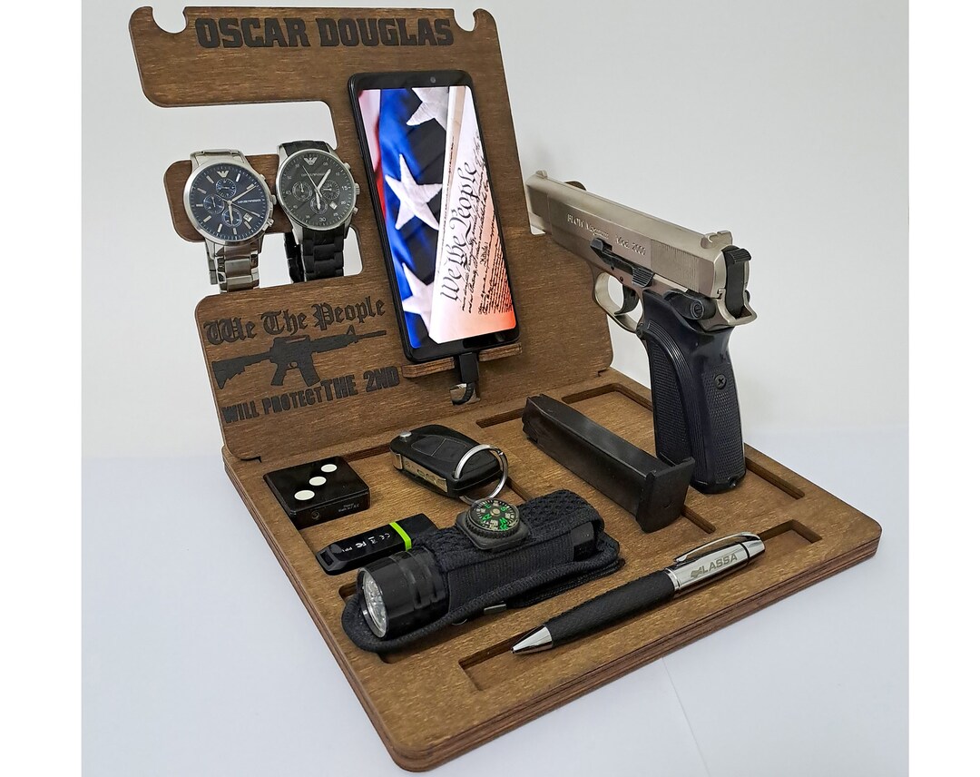 Wooden Docking Station With Gun Holder, Second Amendment Gift, Gun ...