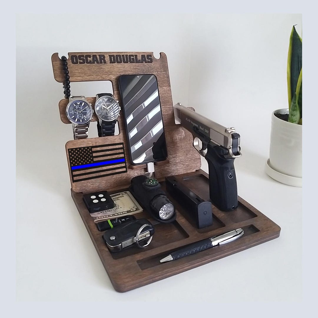 Personalized Police Officer Gift–thin Blue Line Docking Station, Cop ...