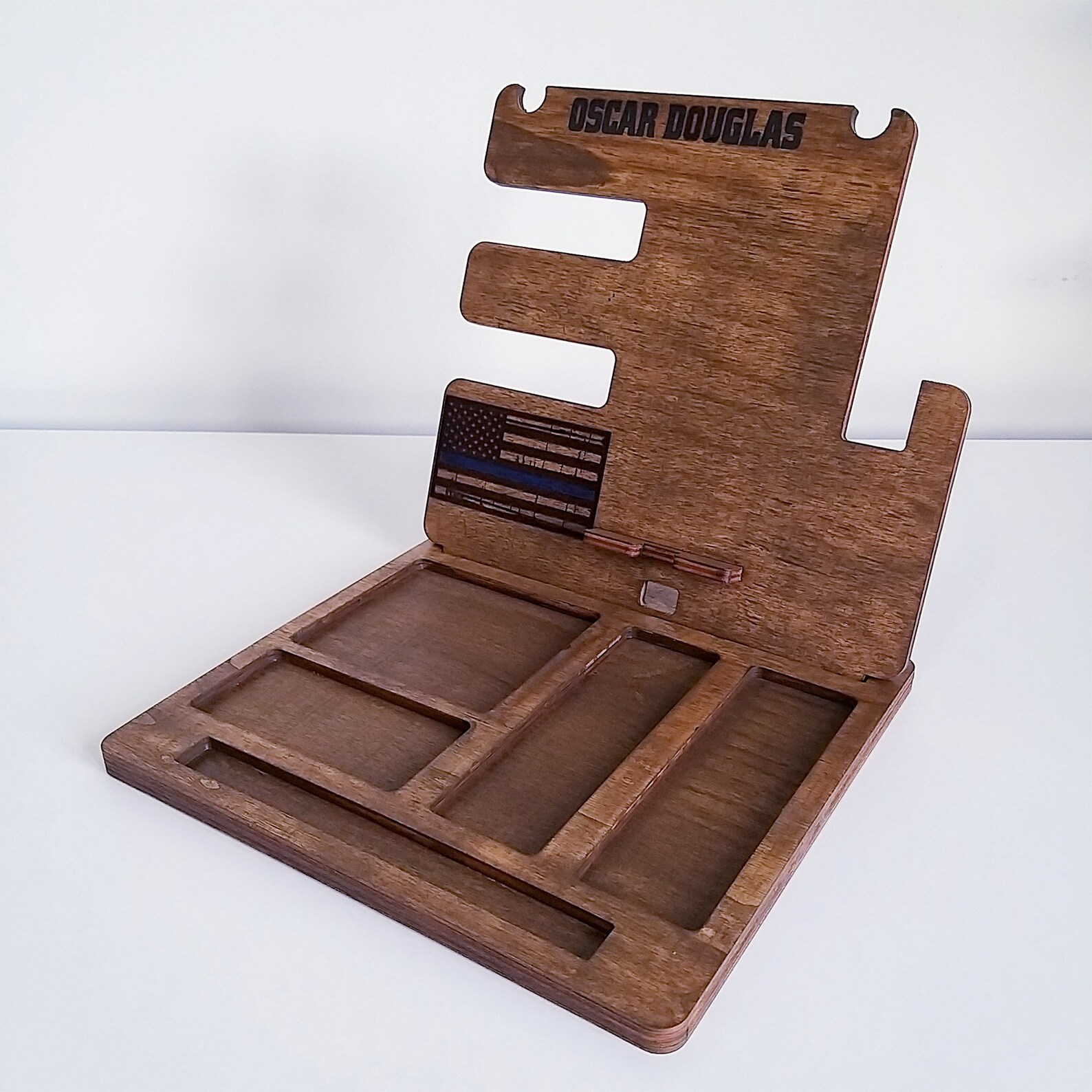 Wooden Dock Station Valet Tray Wood Police Badge Police - Etsy