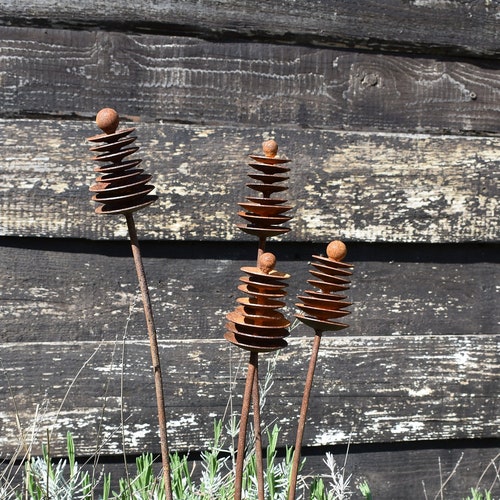 Rusty Flowers Set of 6 Flowers Garden Decor Metal Garden | Etsy