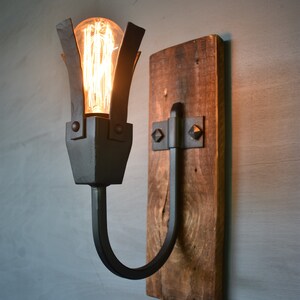 Rustic Wall Sconce,cabin Rustic Wall Light,wood and Wrought Iron Sconce ...