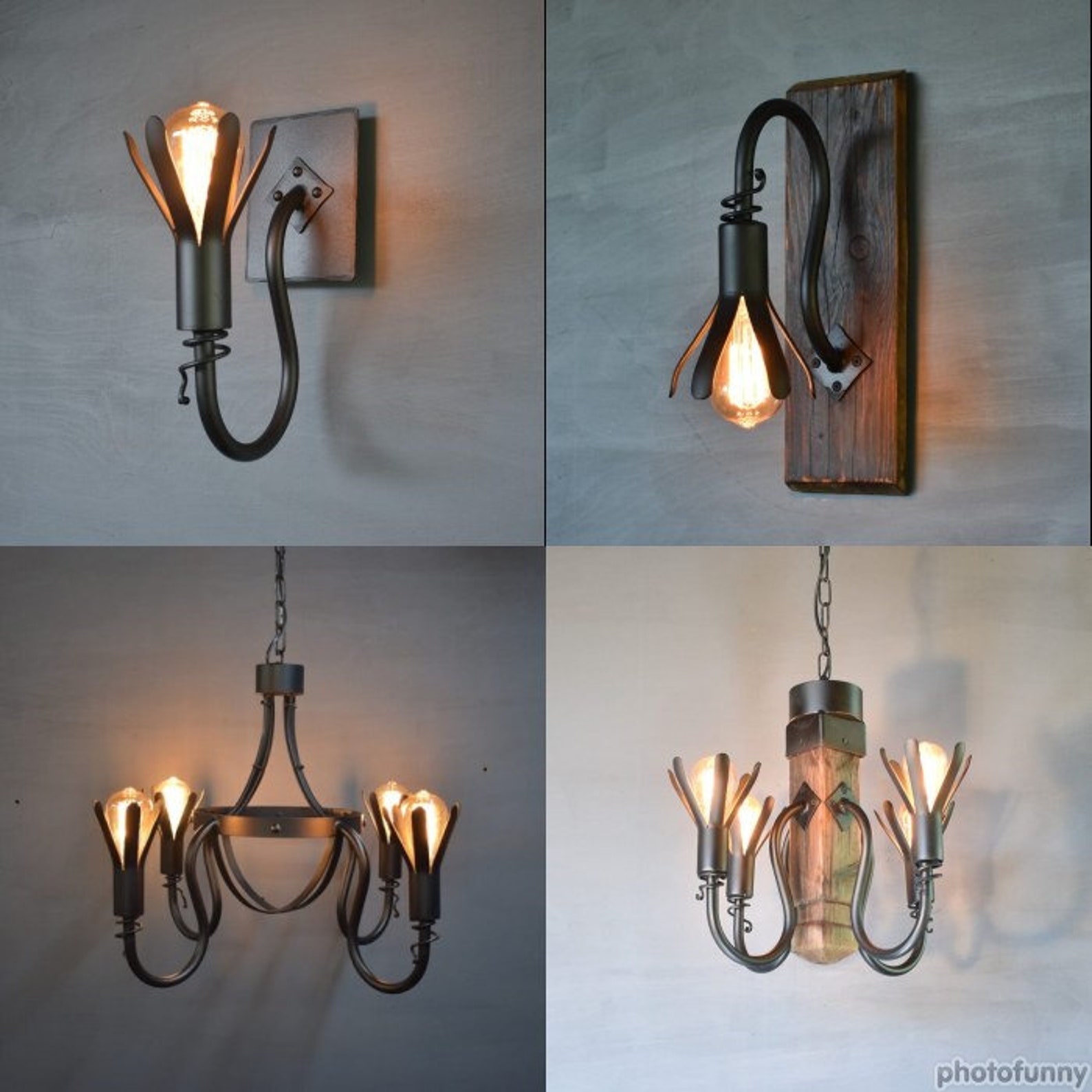 Rustic Wall Sconce,farmhouse Light,charred Wood and Wrought Iron Sconce ...
