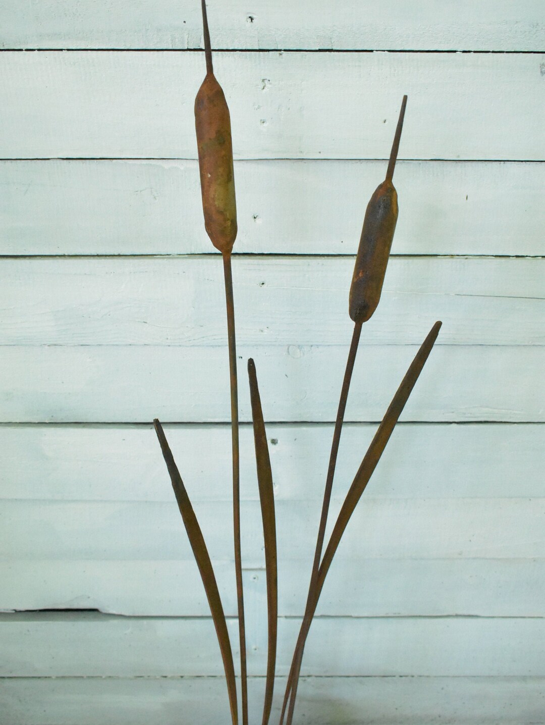 Rusty Flower Metal Cattails Set of Tworusty Metal - Etsy