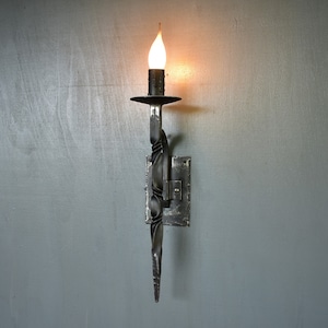 Hand Forged Torch Sconce,wrought Iron Torch Wall Lamp,medieval Sconce ...