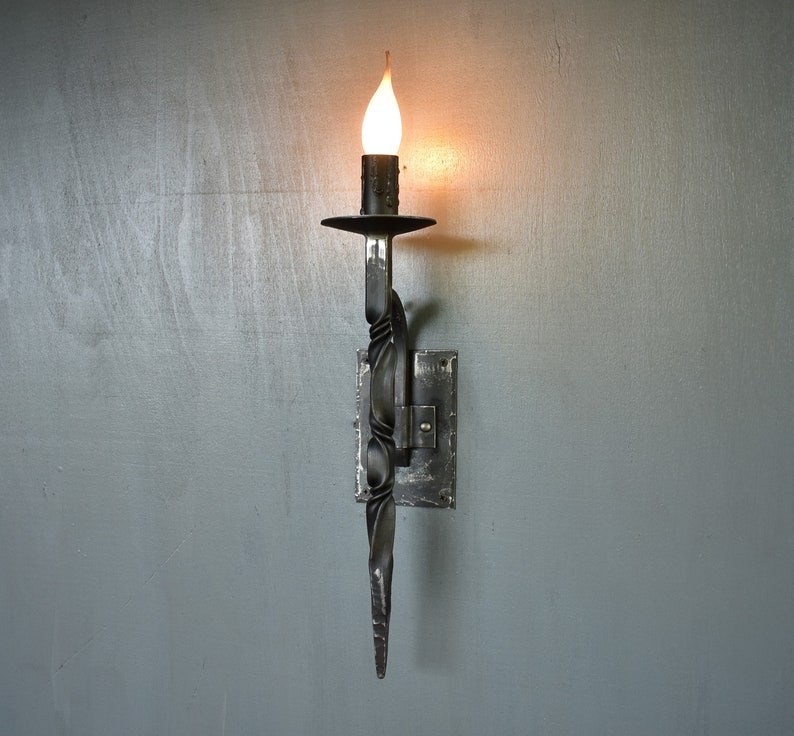 Hand Forged Wall Sconce,wrought Iron Torch Light,medieval Sconce Light ...