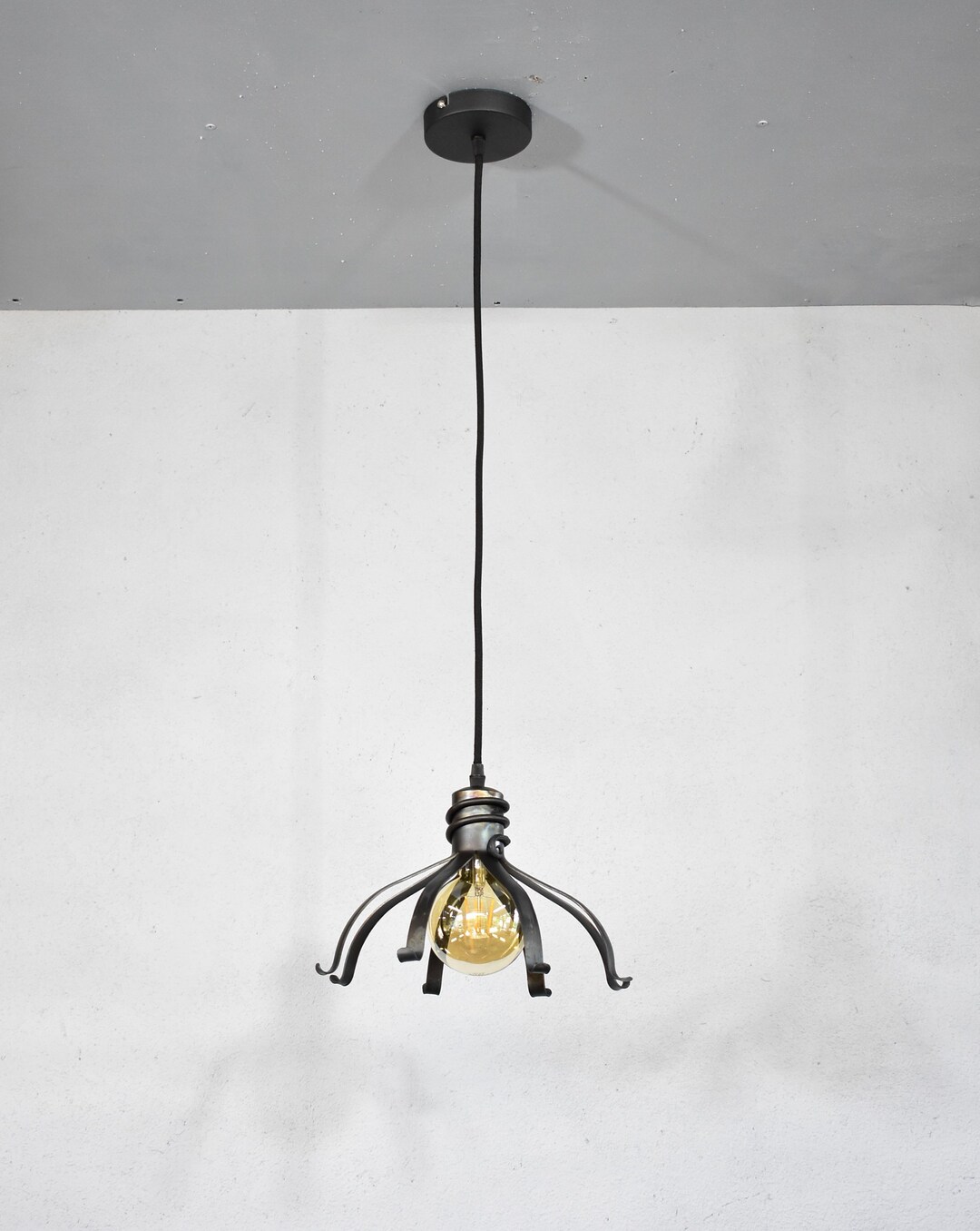 Forged Pendant Light,unique Wrought Iron Light,stuning Hand Forged ...