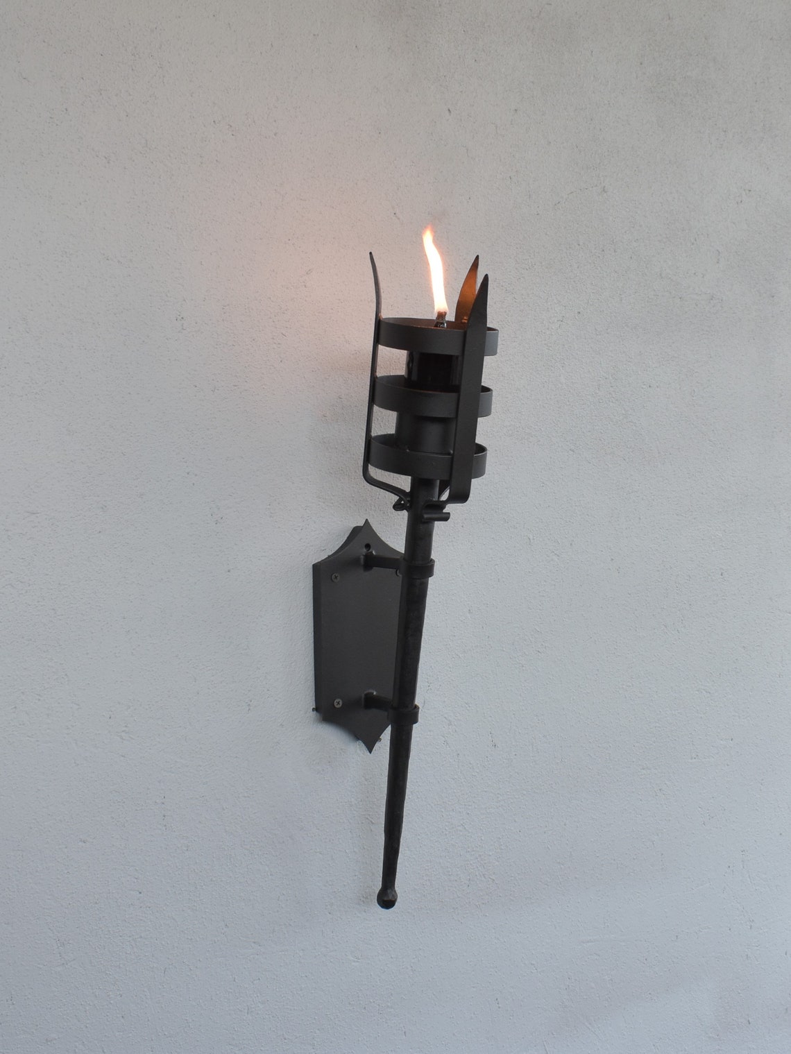 Medieval Forged Oil Torch Wall Sconce: Handmade Gothic Lamp - Etsy