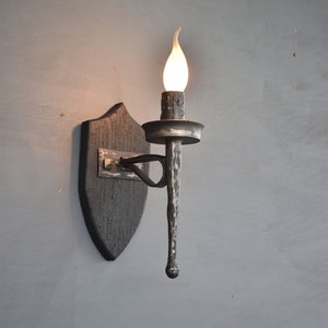 Medieval Wall Sconce,gothic Wrought Iron Light,gothic Wall Lamp,forged ...