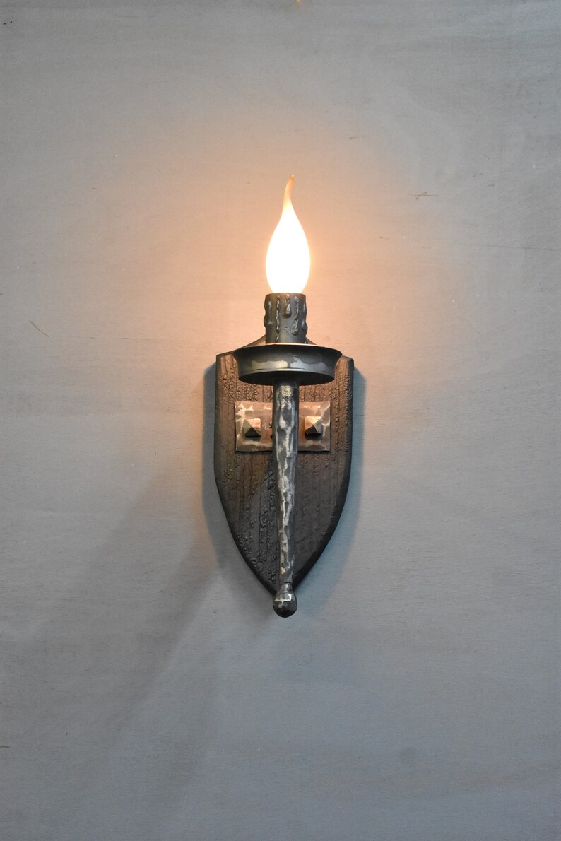 Medieval Wall Sconce,gothic Wrought Iron Light,gothic Wall Lamp,forged ...