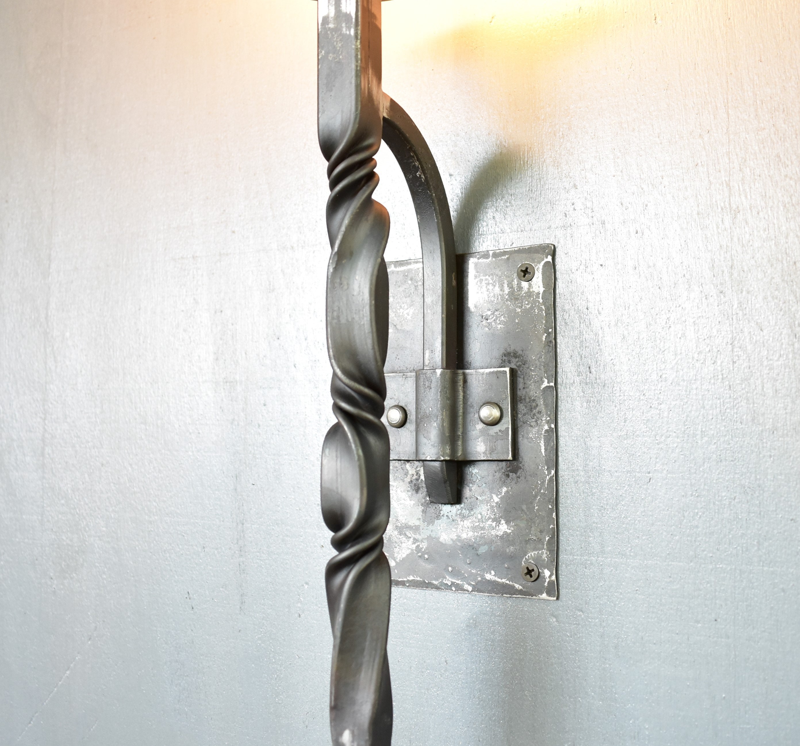 Hand Forged Torch Sconce,wrought Iron Torch Wall Lamp,medieval Sconce ...