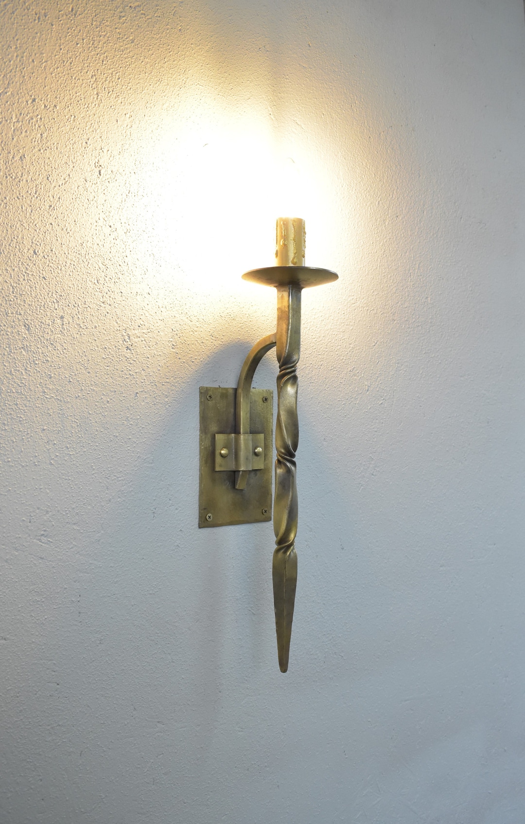 Hand Forged Wall Sconce Light,antique Brass Wall Sconce,forged Torch ...