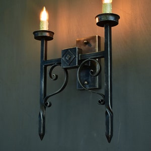Gothic 2-light Wall Sconce,medieval Style Torch Shaped Wall Light ...