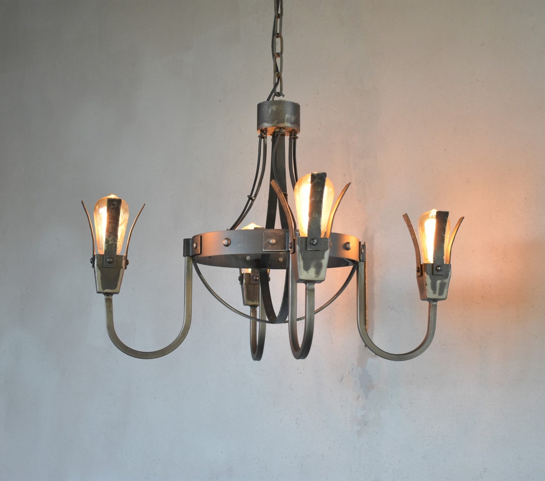 Hand Forged Chandelier,medieval Chandelier,wrought Iron Chandelier ...