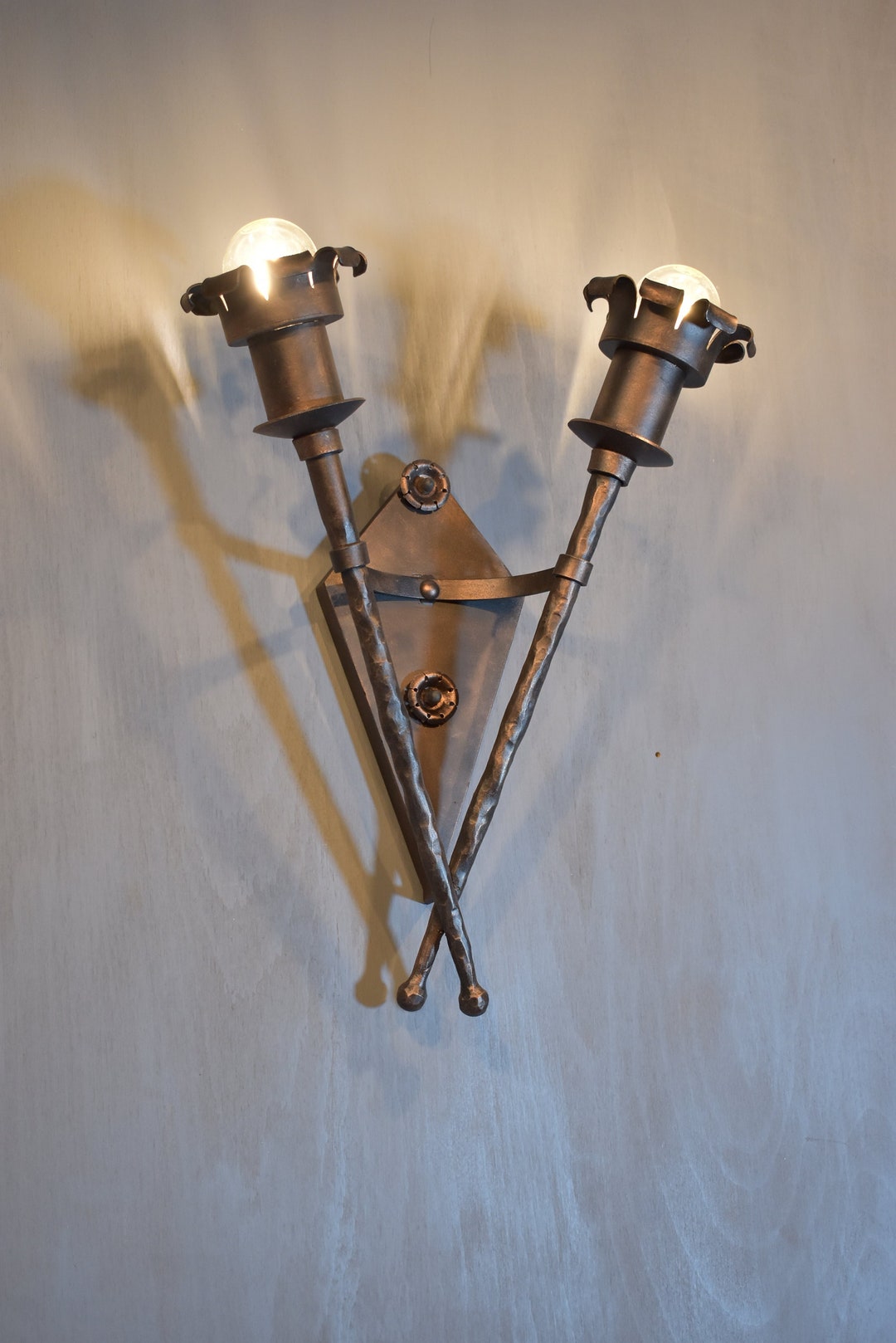 Medieval Style Wall Lampgothic Style Wall Sconcedouble Torch - Etsy