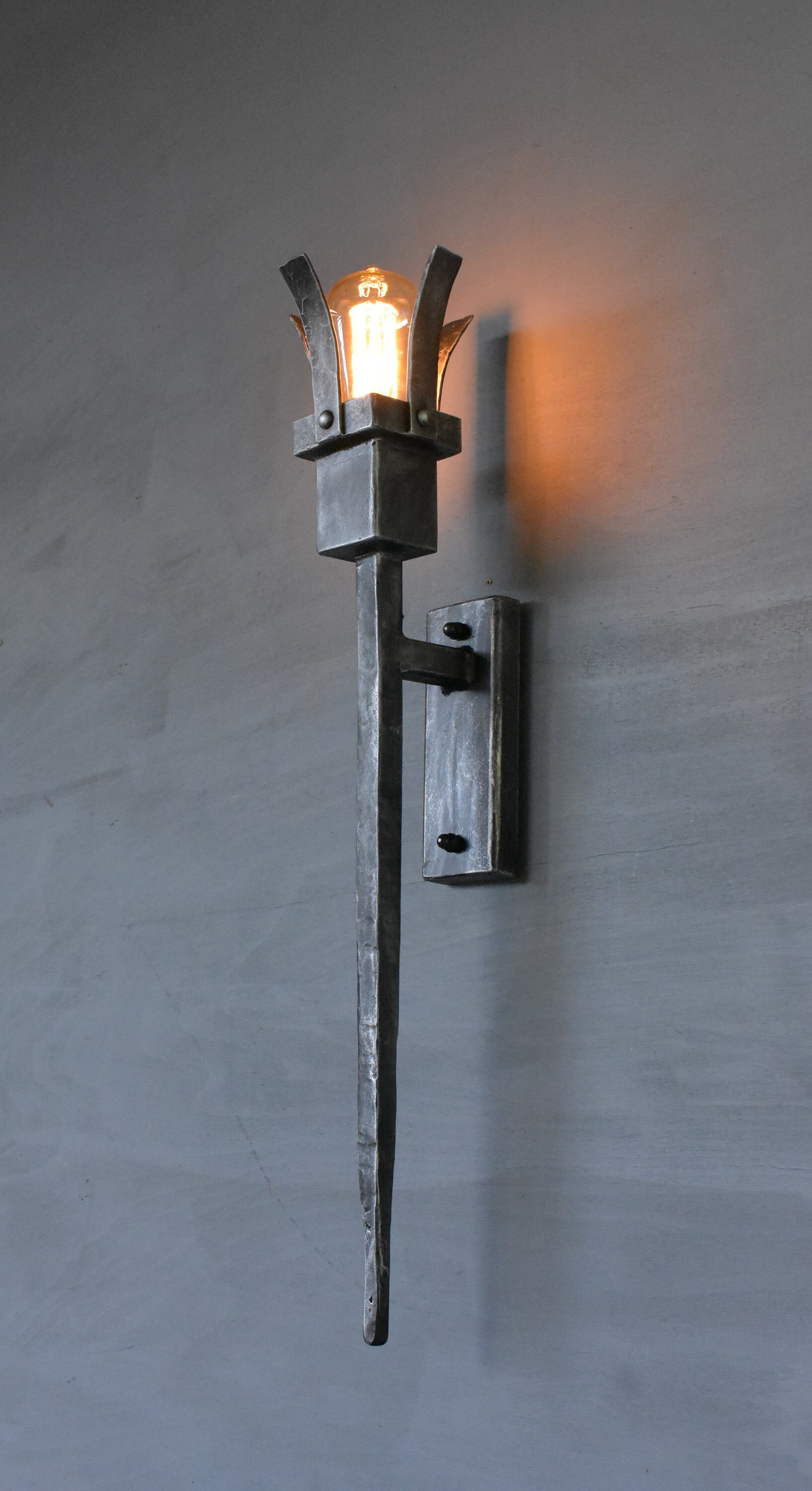 Medieval Wall Sconce,wall Mounted Torch Light,wrought Iron Lamp - Etsy