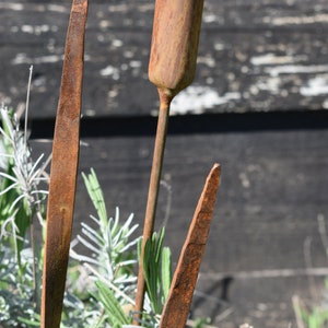 Rusty Flower Metal Cattails Set of Two,rusty Metal Decoration,cattail ...