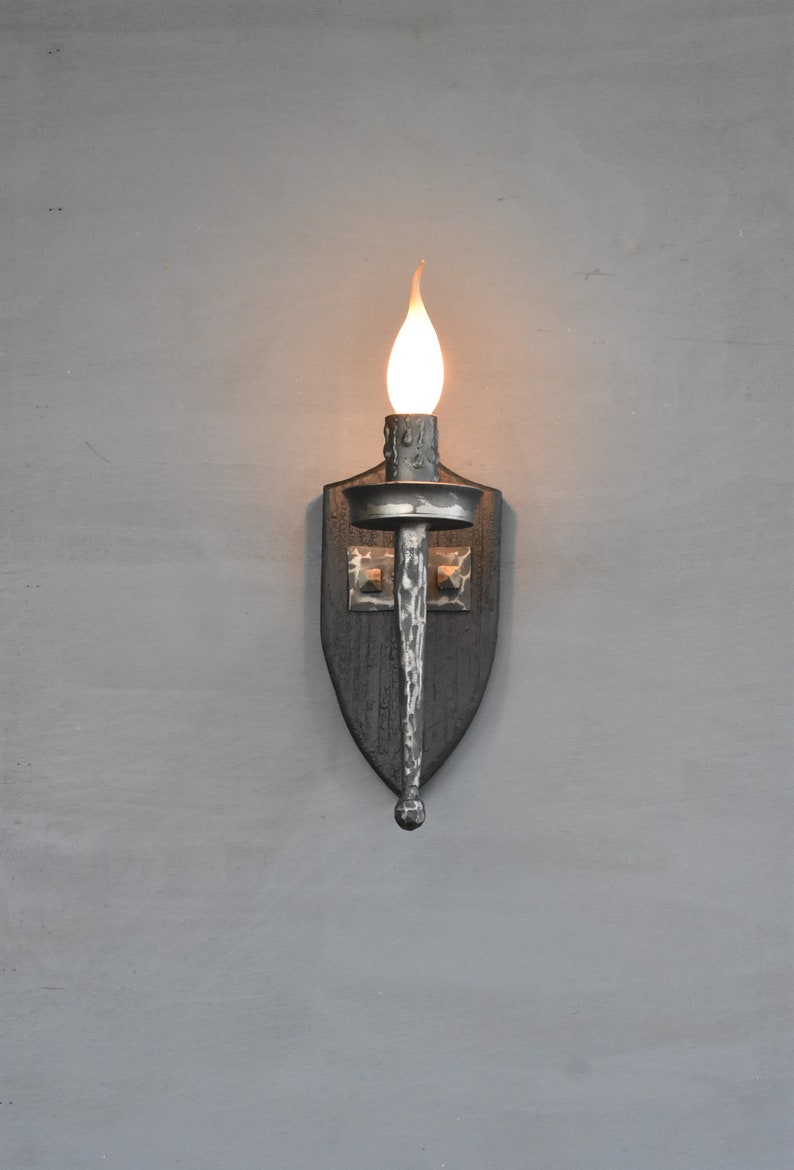 Medieval Wall Sconce,gothic Wrought Iron Light,gothic Wall Lamp,forged ...