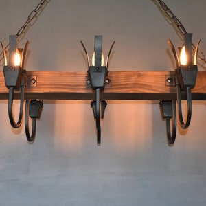 Rustic Style Chandelier,rustic Wrought Iron an Wood Chandelier ...